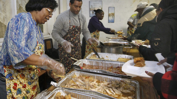 What churches give out food?