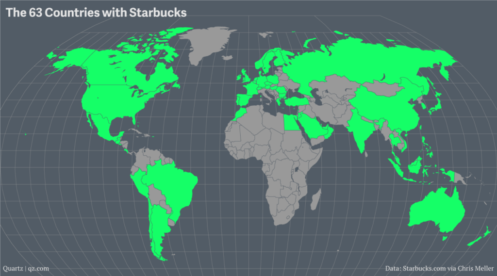 How many Starbucks exist in the world?