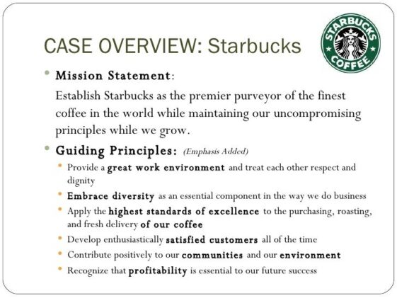 What are Starbucks guiding principles?
