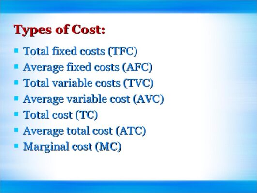What are the 4 types of cost?