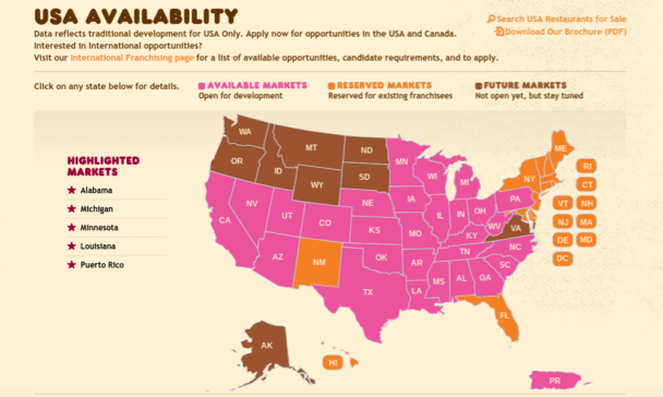 Which states have Dunkin?