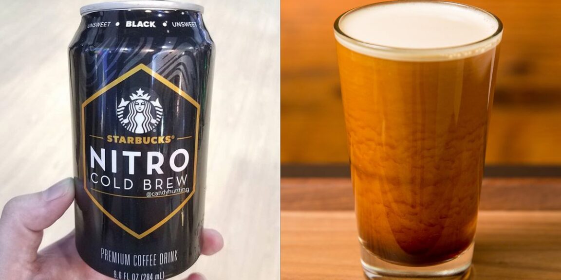 What is in the bottom of a Starbucks Nitro can?